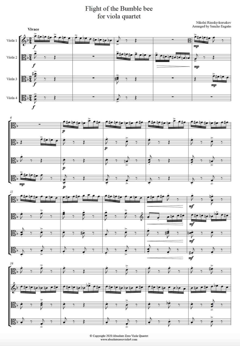 Rimsky-Korsakov – Flight of the Bumble bee – Absolute Zero Viola Quartet